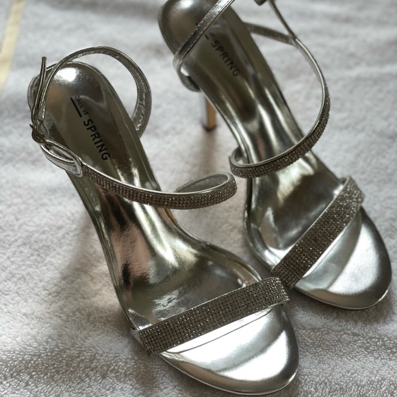 Call It Spring | Shoes | Call It Spring Silver Open Toed Heel | Poshmark